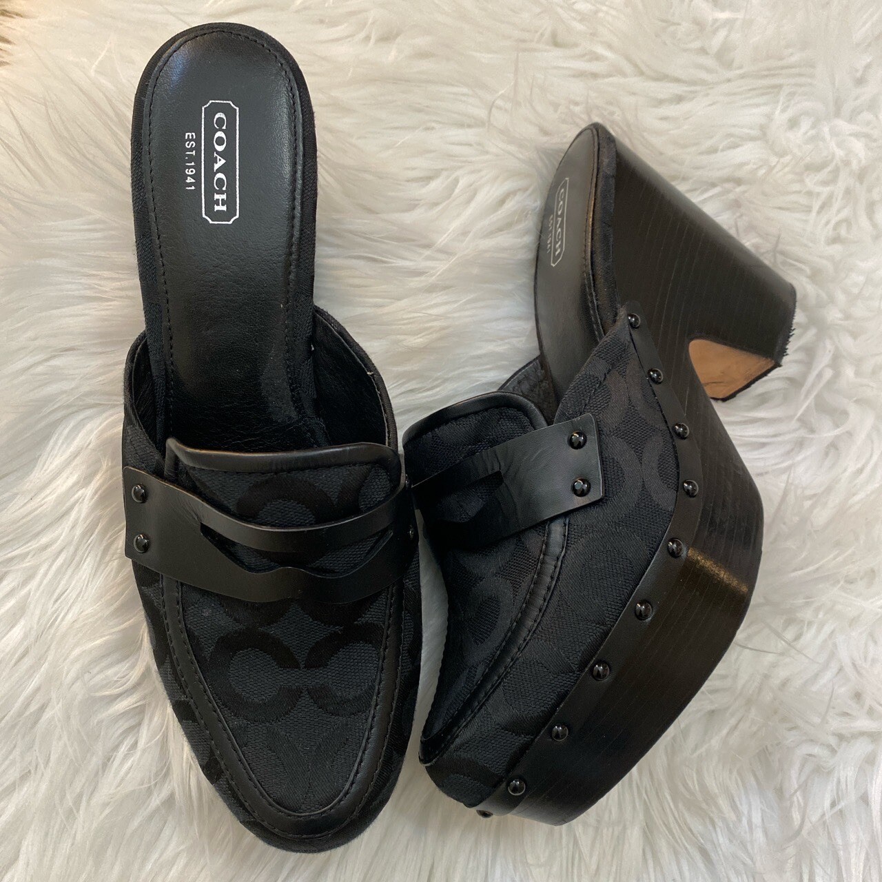 Coach Nalina Black Signature Canvas Chunky Platform L… - Gem