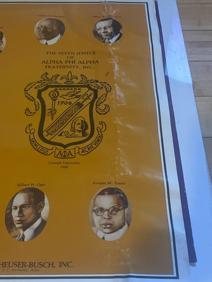 Original Alpha Phi Alpha 18x26 Poster Commemorating 7 Founders 1980/90 ...