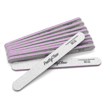 10pc Professional Nail Files Acrylic File Straight Zebra File 80/100 ...