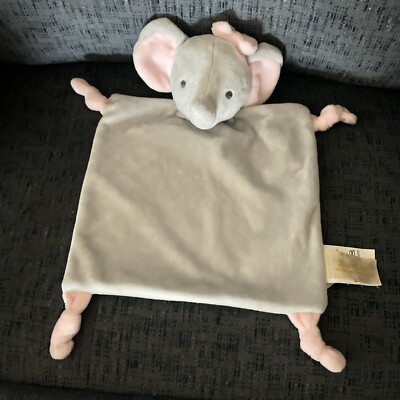 Dan Dee Elephant Baby Lovey Blanket Toy Gray Pink Rattle Knotted ...
