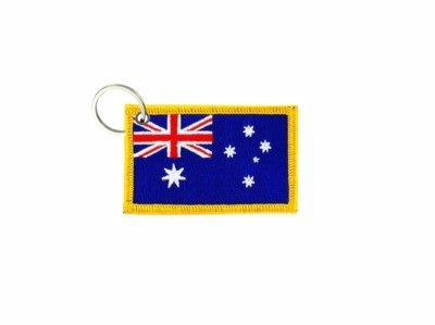 Keychain keyring embroidered patch double sided flag australia ...