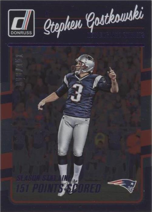 2016 Donruss - Stephen Gostkowski #186 Season Stat Line /151 for sale ...