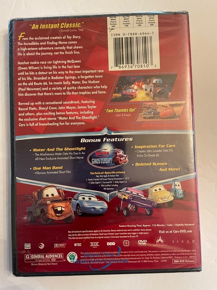 Cars DVD 2006 Full Screen Movie ~ Disney Pixar ~ NEW SEALED | eBay