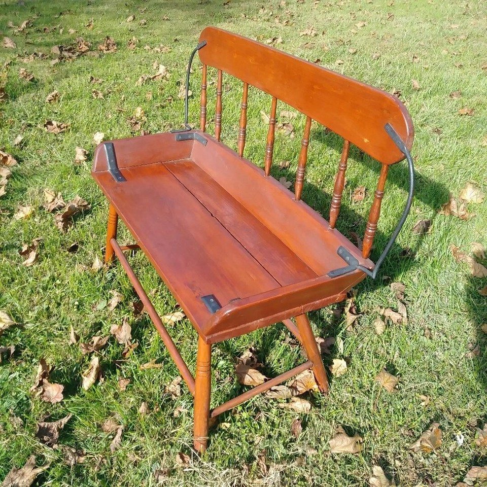 Spindle Back Carriage Buggy Wagon Sleigh Bench Seat Horse Drawn Antique ...