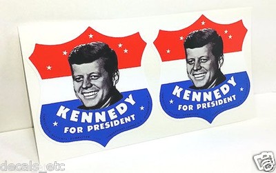 PAIR OF 3 INCH President Kennedy Vintage Style DECALS / Vinyl STICKER ...