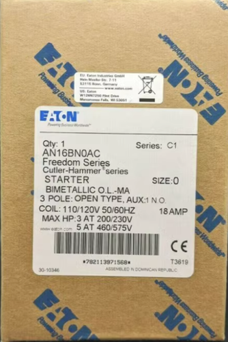NEW EATON CUTLER HAMMER AN16BN0AC NEMA OPEN 3P STR SIZE 0 120V COIL ...