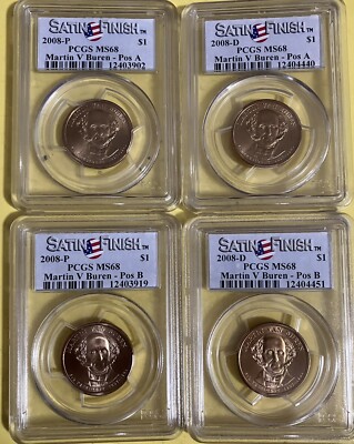 2008 P & D Martin V Burden 1 $ POS A & B 4 PCGS MS 68 Graded Coins ...