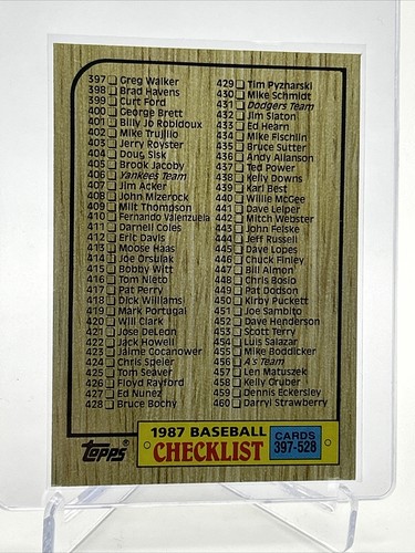 1987 Topps Checklist: 397-528 Baseball Card #522 Mint FREE SHIPPING | eBay