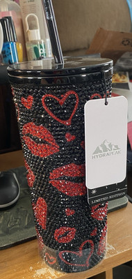 Hydrapeak BLING VALENTINES 22OZ CUP W/STRAW Insulated BLACK W/ RED ...