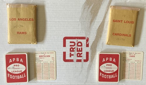 APBA Football Game Cards NFL 2 Team Set LA RAMS AND ST LOUIS CARDINALS ...