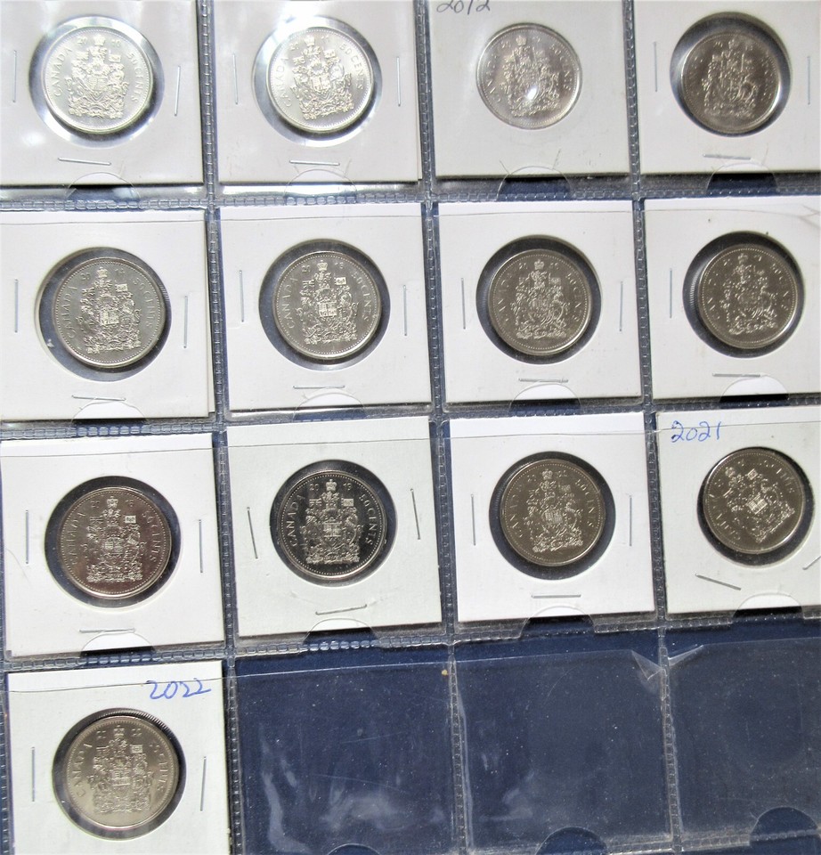 Set of 1968 to 2024 Canada Half Dollars Coins. 56 Fifty Cents 50 Cents ...