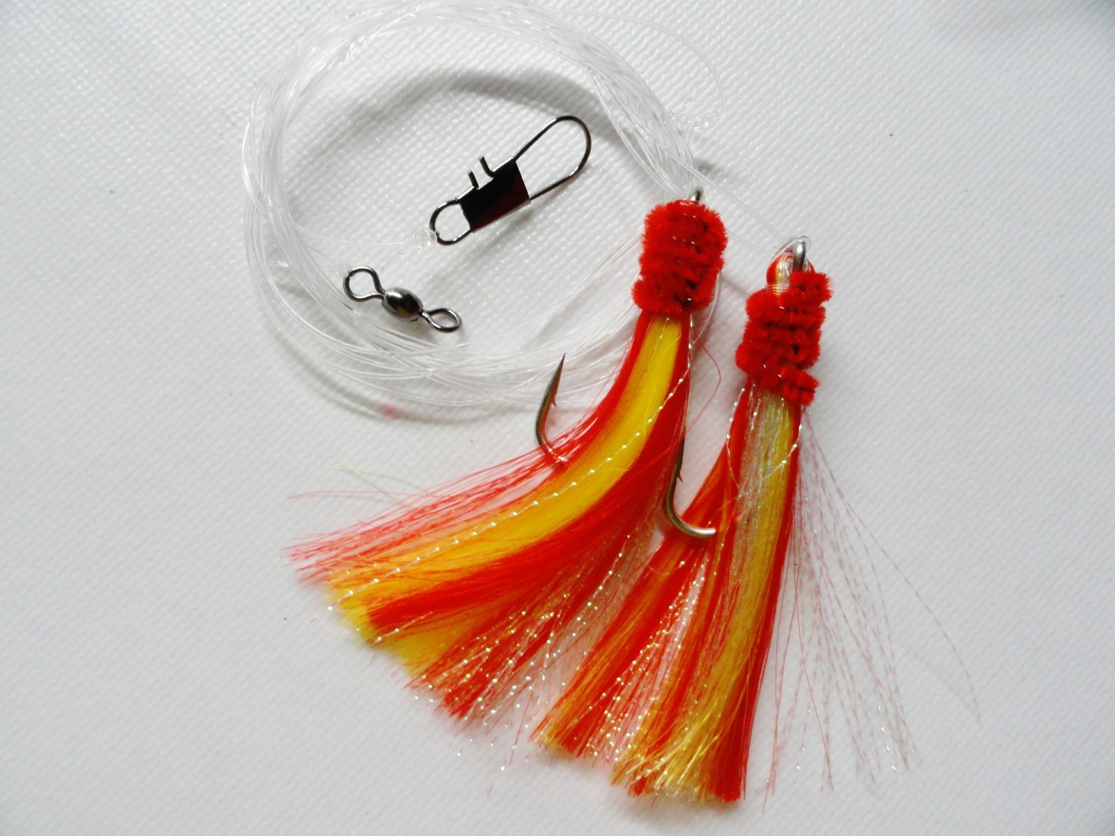 3, 10, 24 packs 5/0 shrimp fly rigs Red/Yellow Rockfish Bait Select ...