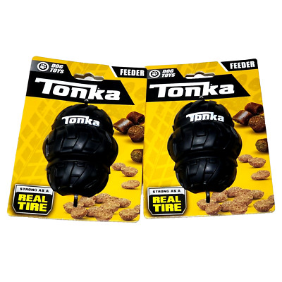 2 Tonka Dog Toys Strong As A Real Tire Durable Black 4" Fetch Play ...