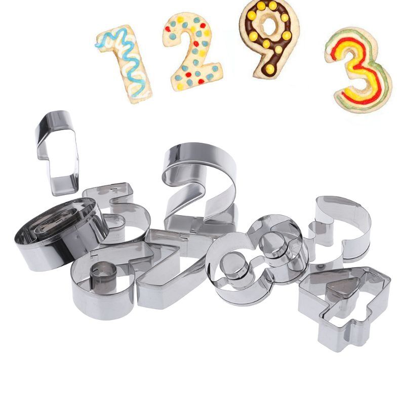 9 Pcs Stainless Steel Numbers Cookie Stencil Biscuit Cutter Tool Set ...