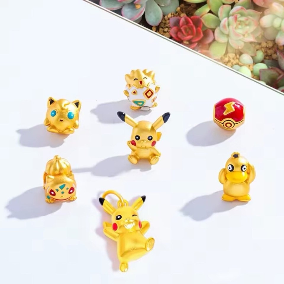 24K Gold Filled Pokemon Pokeball Charm Bead Pendant Anime Kawaii Pocket ...