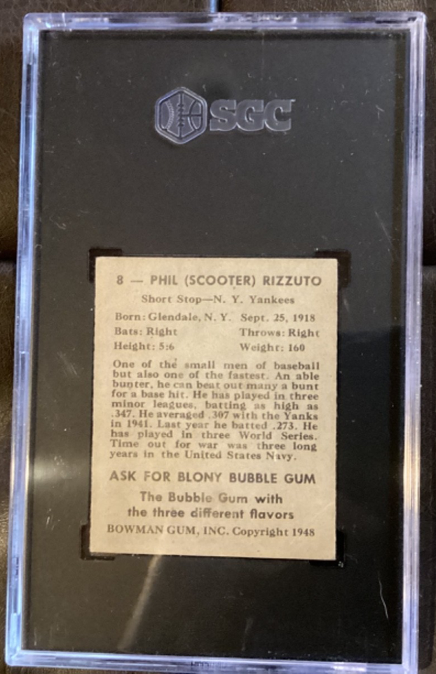 1948 Bowman #8 Phil Rizzuto Rookie Card SGC Authentic | eBay