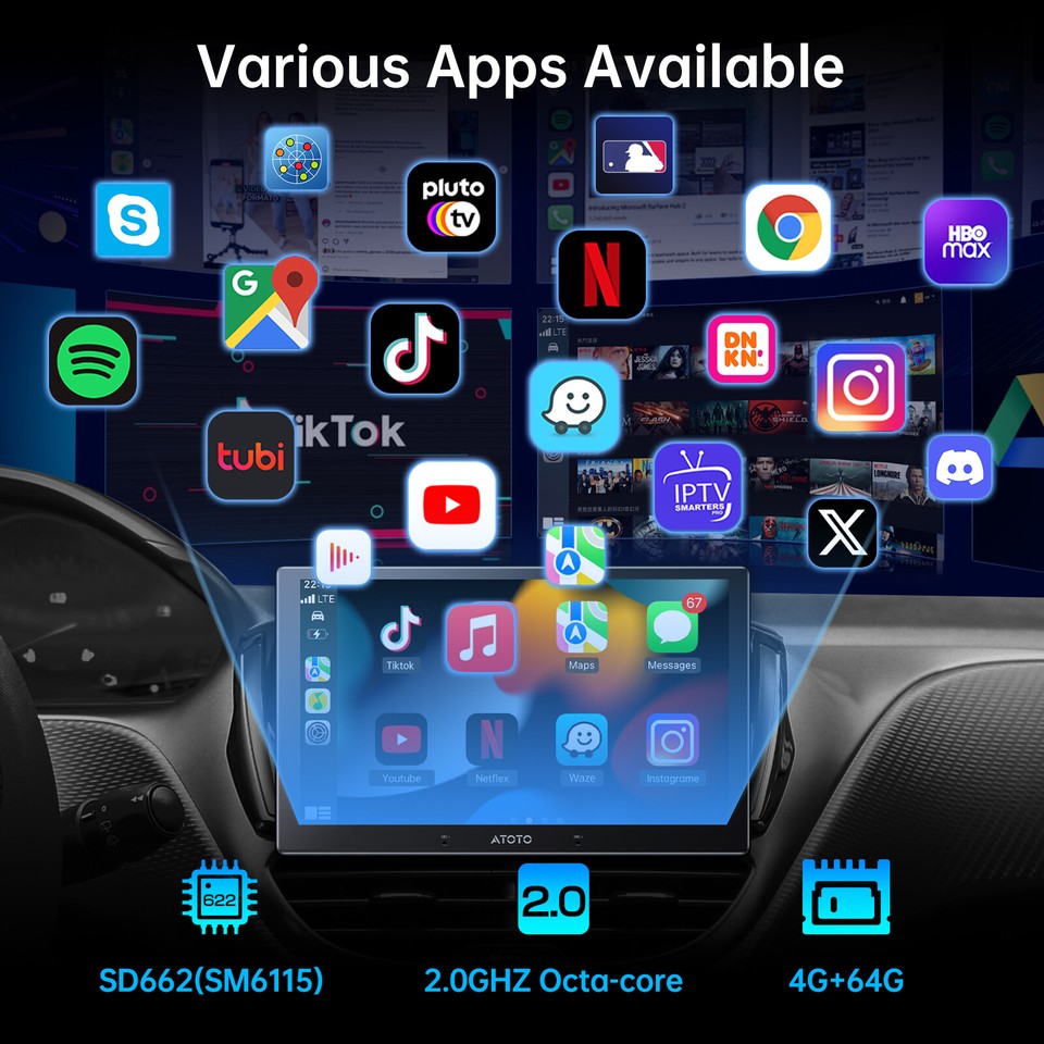 ATOTO Wireless CarPlay&Android Auto Adapter Android 13 Multimedia ...