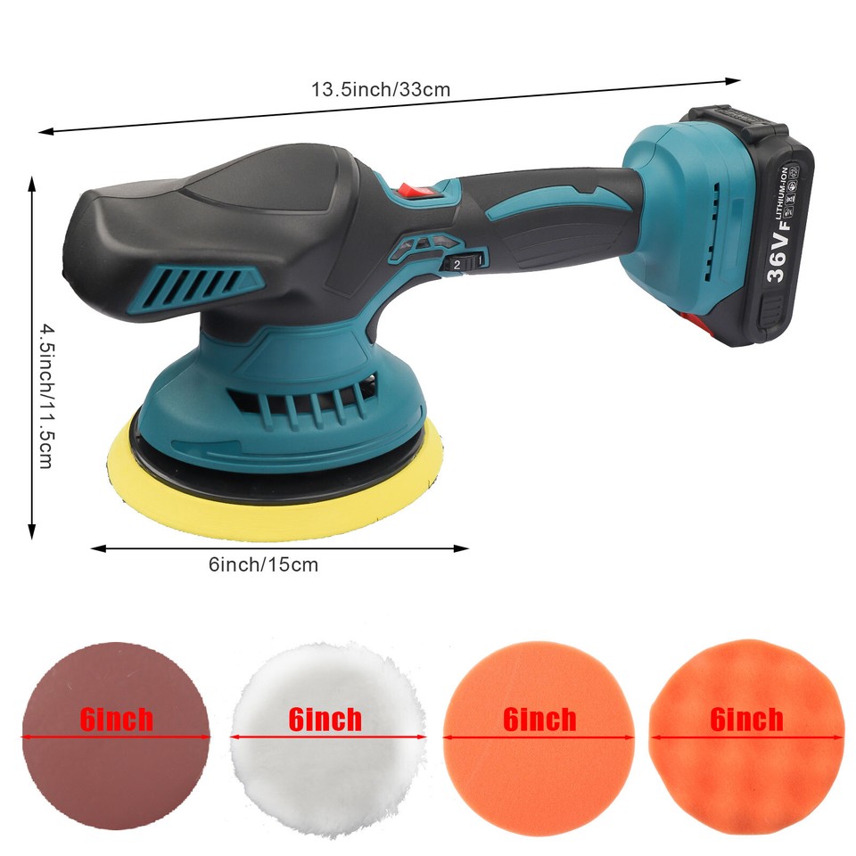 Dual Action Car Polisher Buffer Cordless 6 Inch Sander Polishing Kit w ...