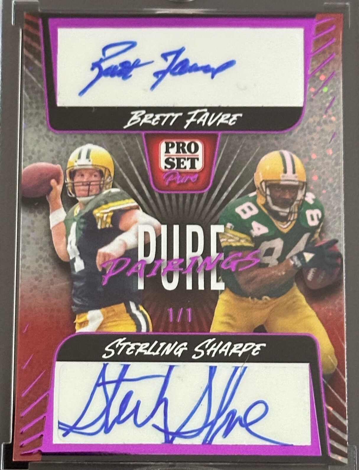 BRETT FAVRE * SHARPE 2023 LEAF PRO SET PURE PAIRING DUAL AUTO SPARKLE ...