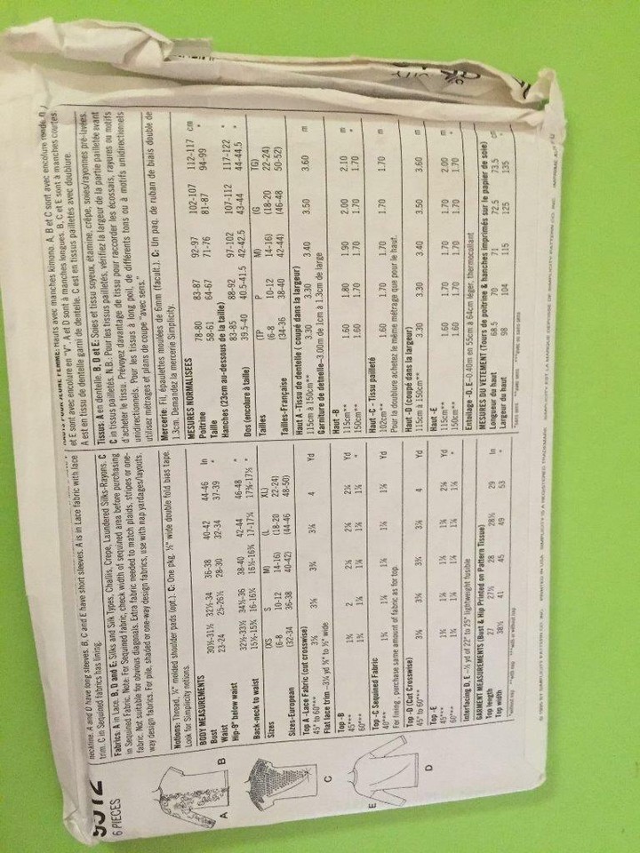 Simplicity Sewing Pattern 9512 Ladies Misses Top Size XS-M Uncut 2 Hour ...