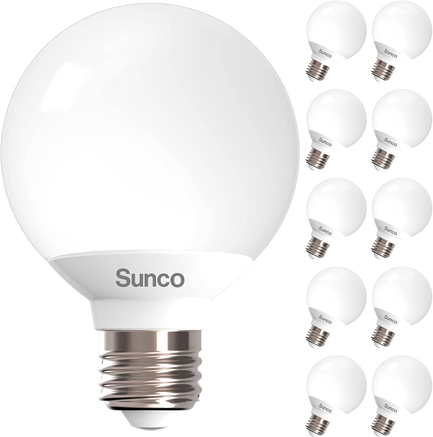Sunco 10 Pack Vanity Globe Light Bulbs G25 LED for Bathroom Mirror ...