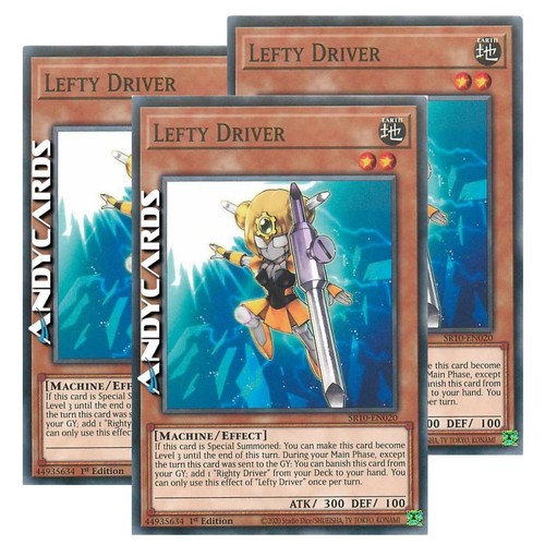 3x LEFTY DRIVER • (Left Screwdriver) • Common • SR10 EN020 • Yugioh ...