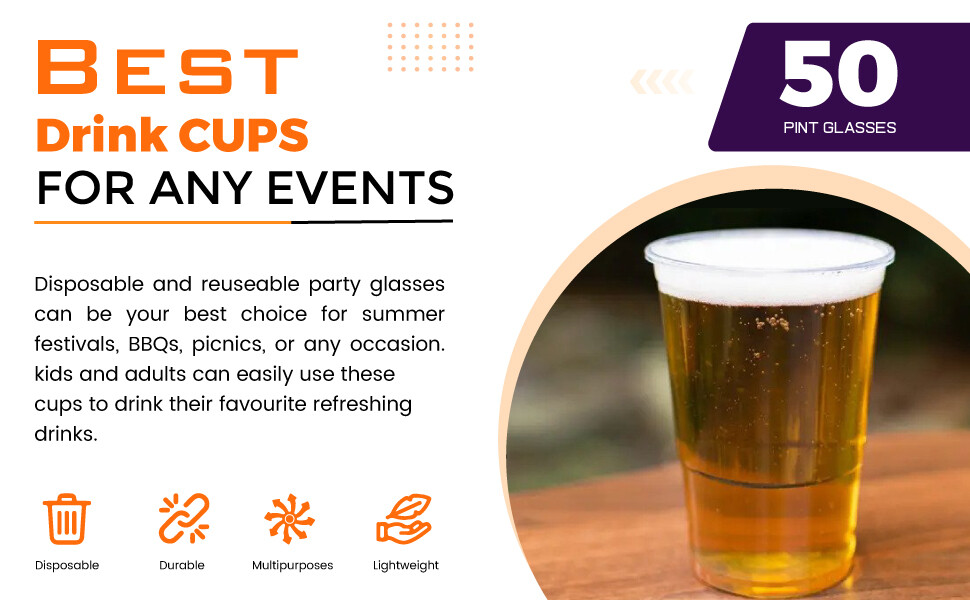 Full - Half Pint Cups to Brim - Recyclable -CE Marked- Reusable Plastic ...