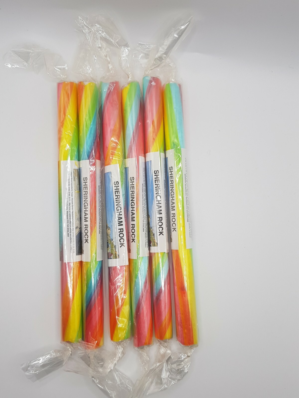 QTY: SIX Traditional Rainbow Fruit Seaside Rock Sticks - Made in ...