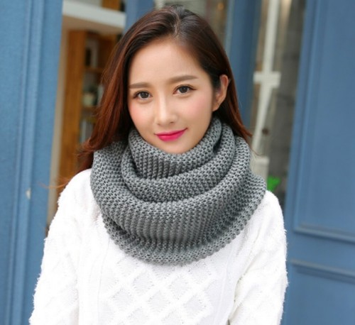 Gray Warm Soft Knit Infinity Scarf, winter clothing accessory, new | eBay