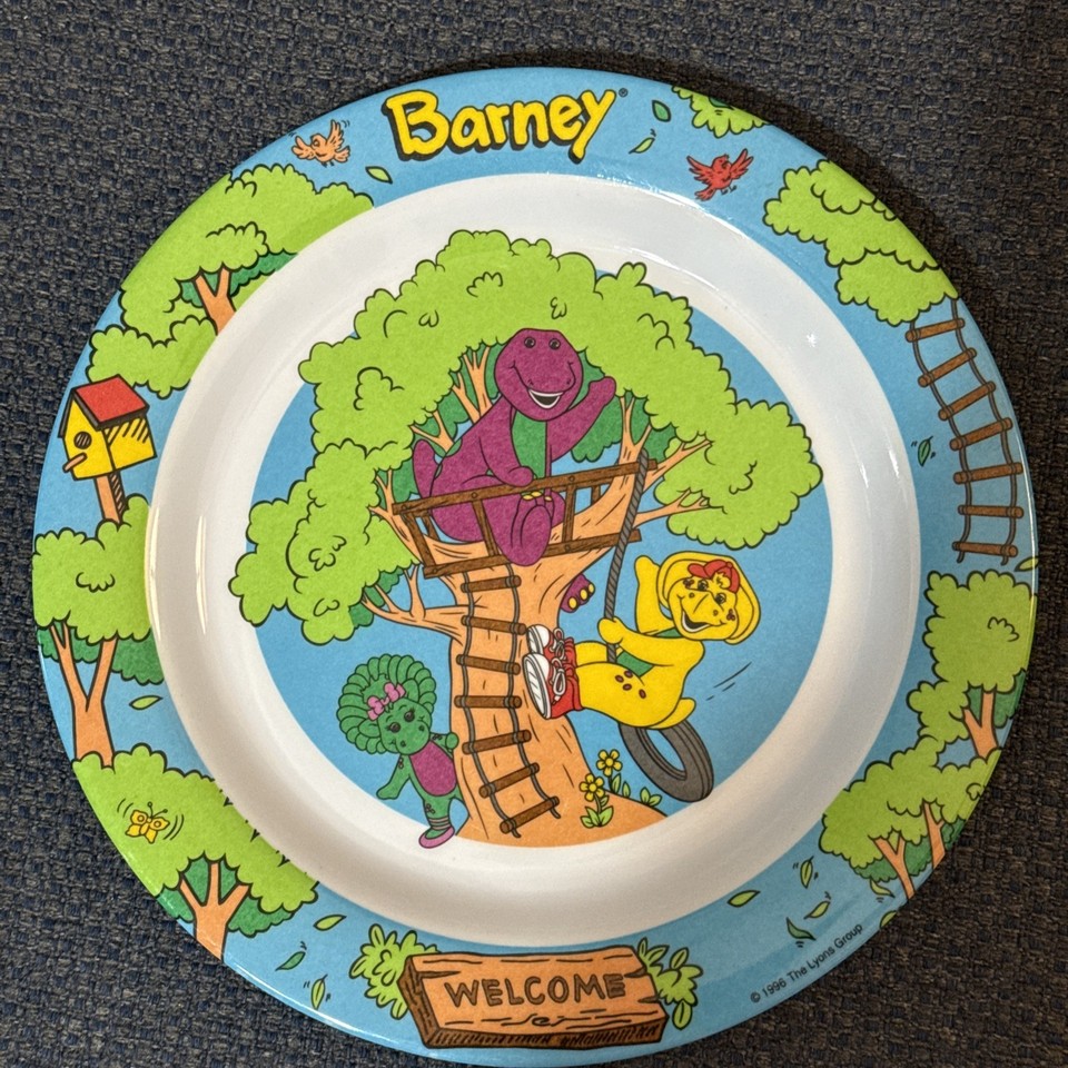 Vintage 1996 Barney the Purple Dinosaur Kids Plate with Baby Bop | eBay