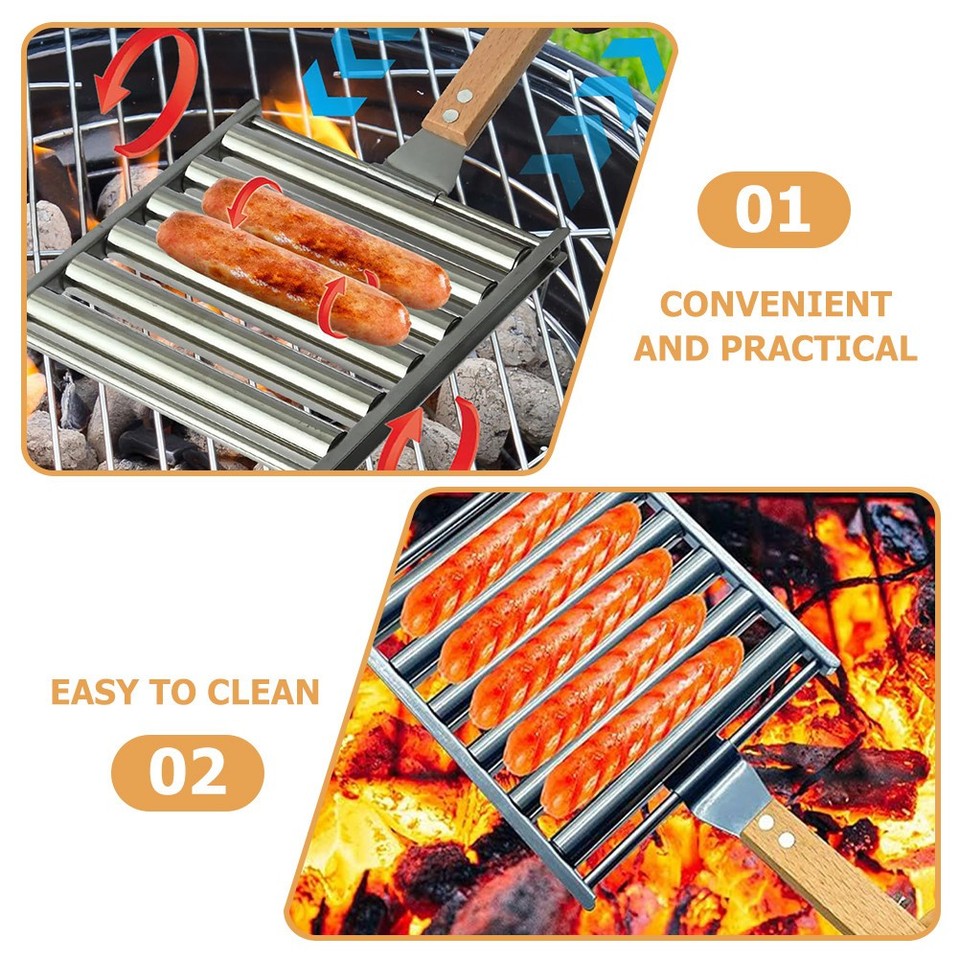 1 Set of Portable Hot Dog Roller Barbecue Sausage Rack Roller with Hot ...