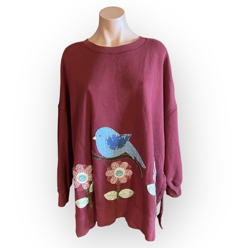 Old Navy So Comfy Plus Size 3X Tunic Length Burgundy Floral Bird ...