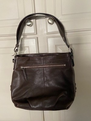 COACH F1276-F15064 Pebble Leather Dark Brown Shoulder Crossbody Bag ...