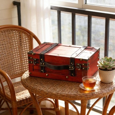 Vintage Suitcase Suitcase Storage Box Old Fashion Chests Wood Portable ...
