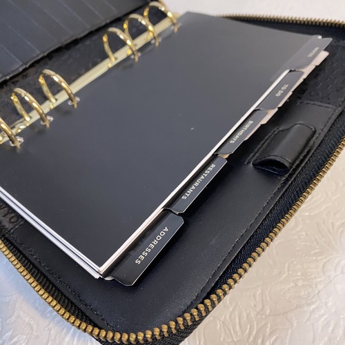 Kate Spade New York Black Leather 6 Ring Zip Around Personal Organizer ...