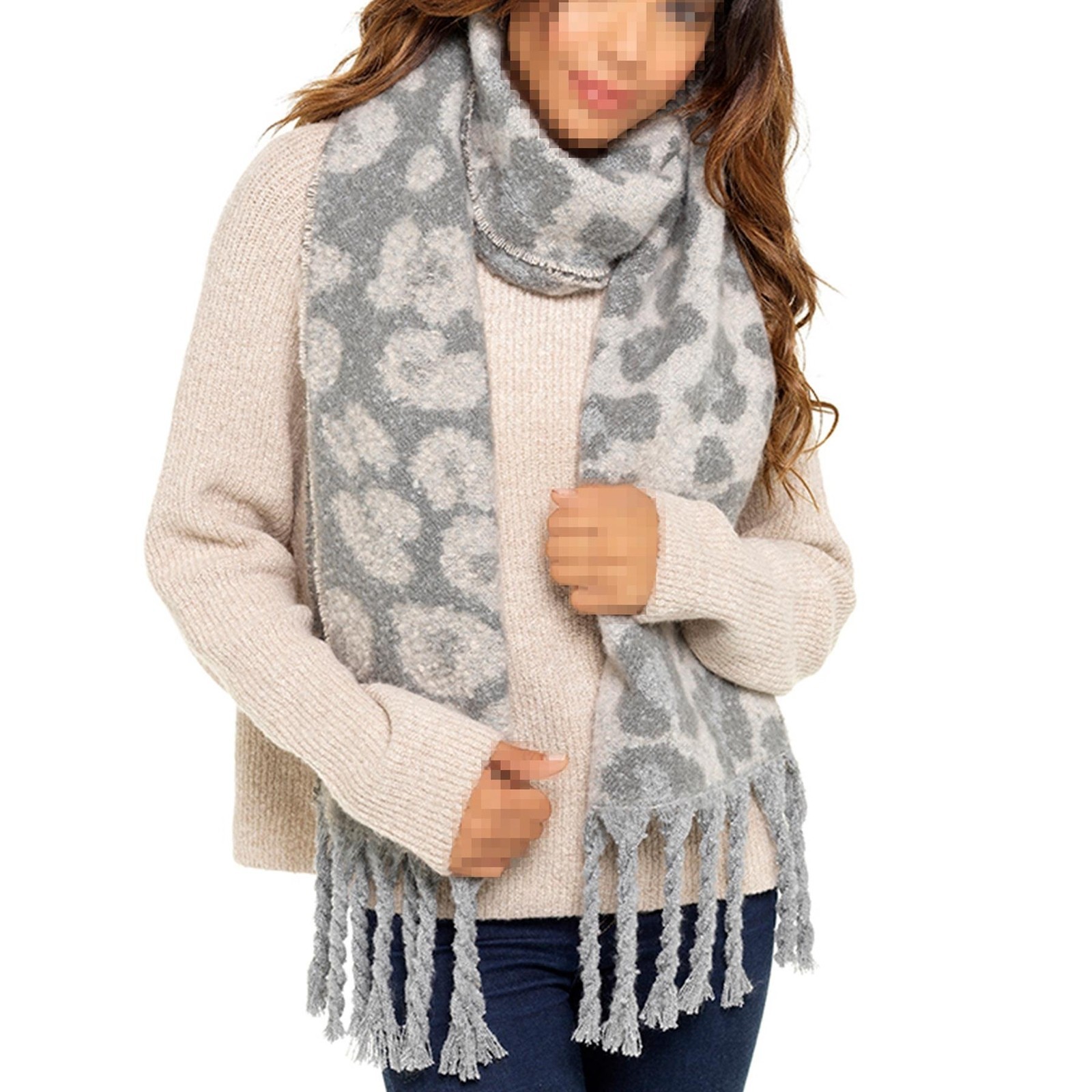 A2Z Ladies Animal Scarf Women Blanket Scarve with Tassels Warm Shawl ...