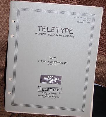 Teletype Printing Telegraph System Bulletin #1088/Issue 2 - Parts ...