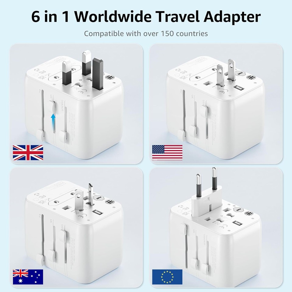 Worldwide Travel Adapter with USB C, Hotimy Universal Plug Adaptor with ...