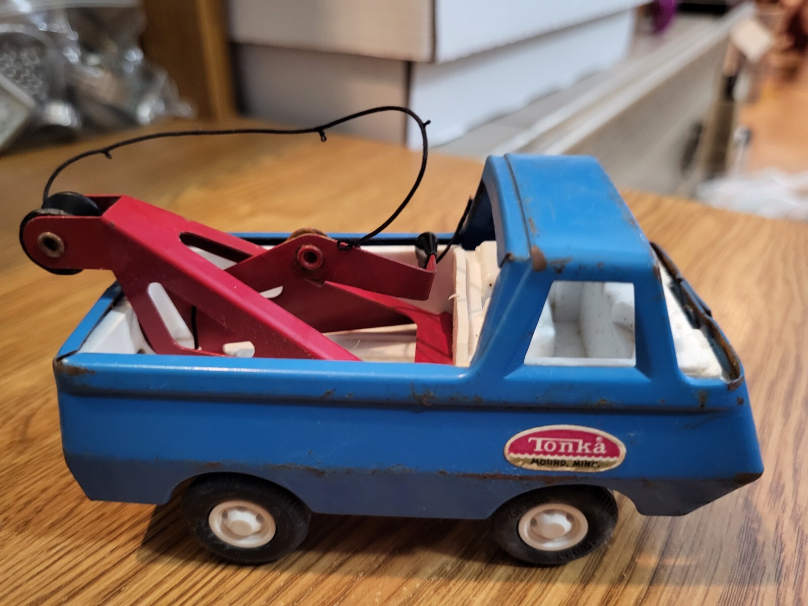 Vintage Mini Tonka Tow Truck, Red/White/Blue, Tonka Wrecker Pressed ...
