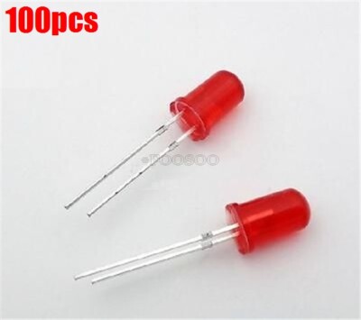100Pcs Led Diffused F5 5Mm Red Color Red Light Super Bright Bulb Lamp ...