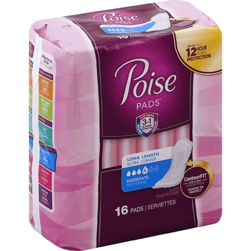 Poise Pads Moderate Absorbency - Long Pk/16 | eBay