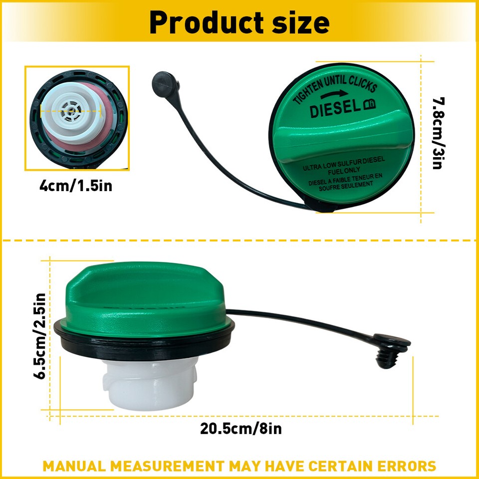 For Ford F250 F350 Super Duty Diesel Fuel Tank Gas Cap w Tether Green ...