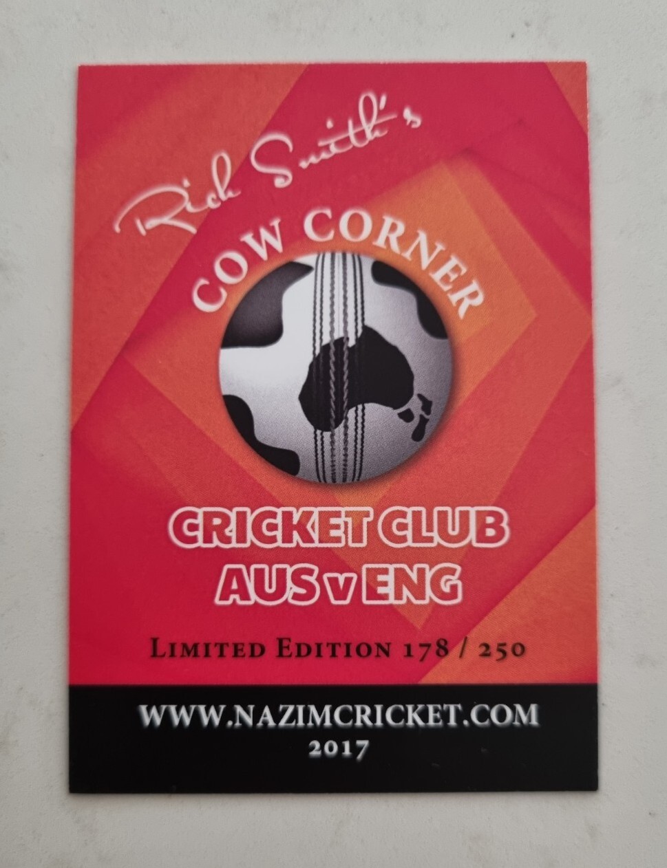 Mint Ashes Checklist Cow Corner Cricket Trade Card | eBay Australia