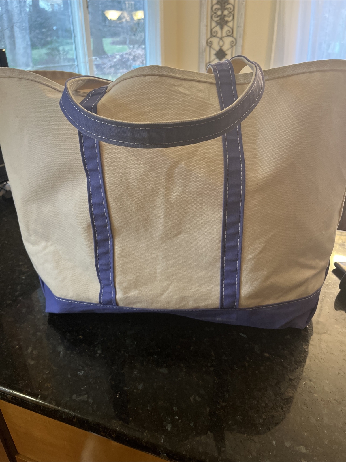 Vintage LL Bean Canvas Big Tote Boat Bag Green Label Purple 22 Inch ...