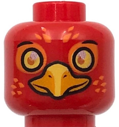 Lego New Red Minifigure Head Dual Sided Alien Chima Phoenix Orange Eye ...
