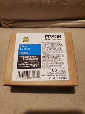 Genuine Epson T5802 Cyan Ink Cartridge New/Unused | eBay