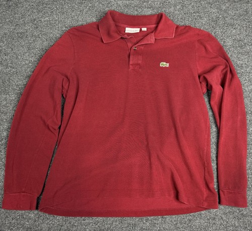 LACOSTE Mens Polo Shirt Maroon Long Sleeve US Size Large READ MORE | eBay