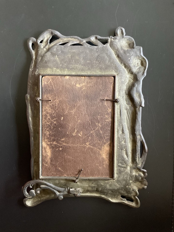 Vintage Cast Metal Art Nouveau Easel Back Picture Frame 6”x 4 1/4 ...