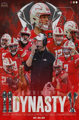 Birmingham Stallions UFL Champions Dynasty 3 Peat Champs Poster 11 x 17 ...