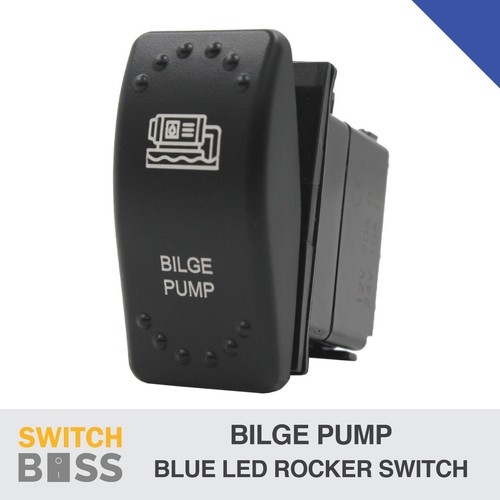 Bilge Pump LASER ETCHED Rocker Switch - Blue LED 12v 24v Toggle On-Off ...